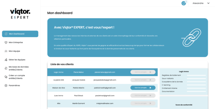 Votre plateforme de mise en conformité RGPD - Viqtor