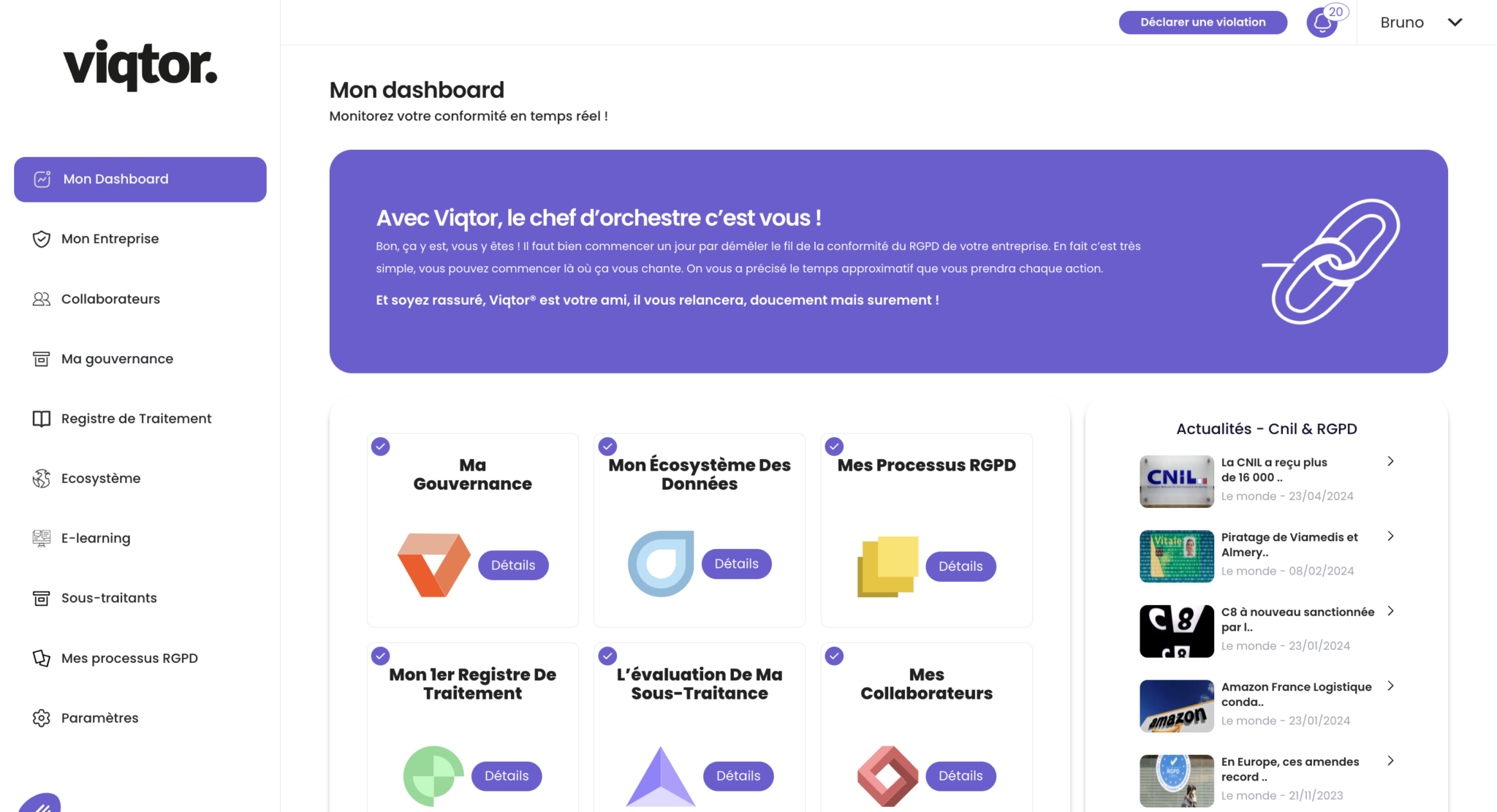 Votre plateforme de mise en conformité RGPD - Viqtor